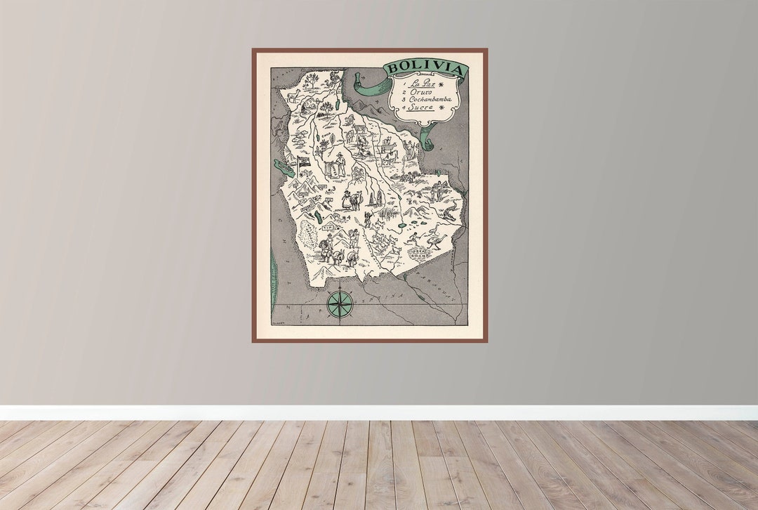 Old Map of Bolivia, Vintage Map Poster, Vintage Pictorial Map,vintage ...