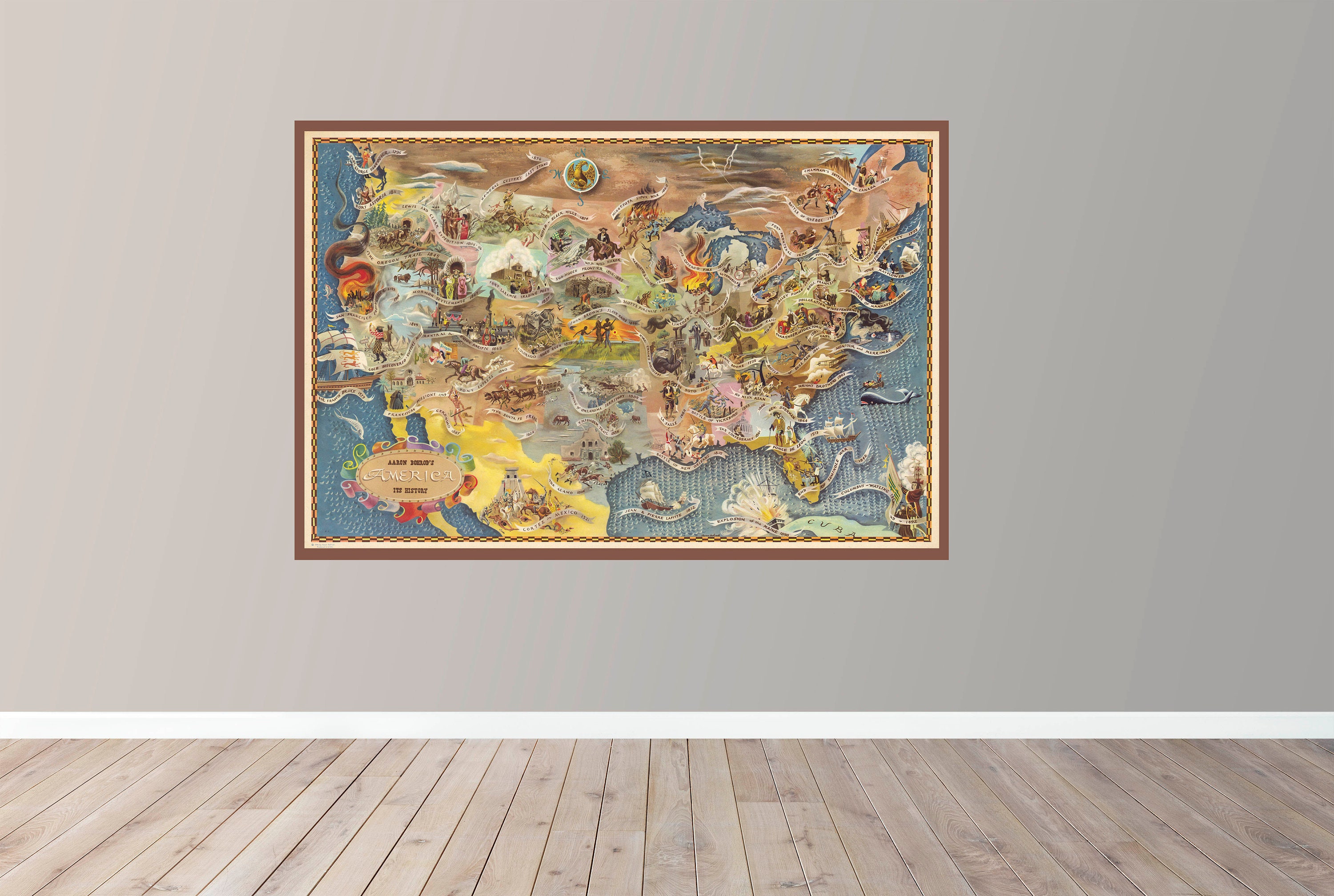 Old Map of America Vintage Map Poster Vintage Pictorial - Etsy