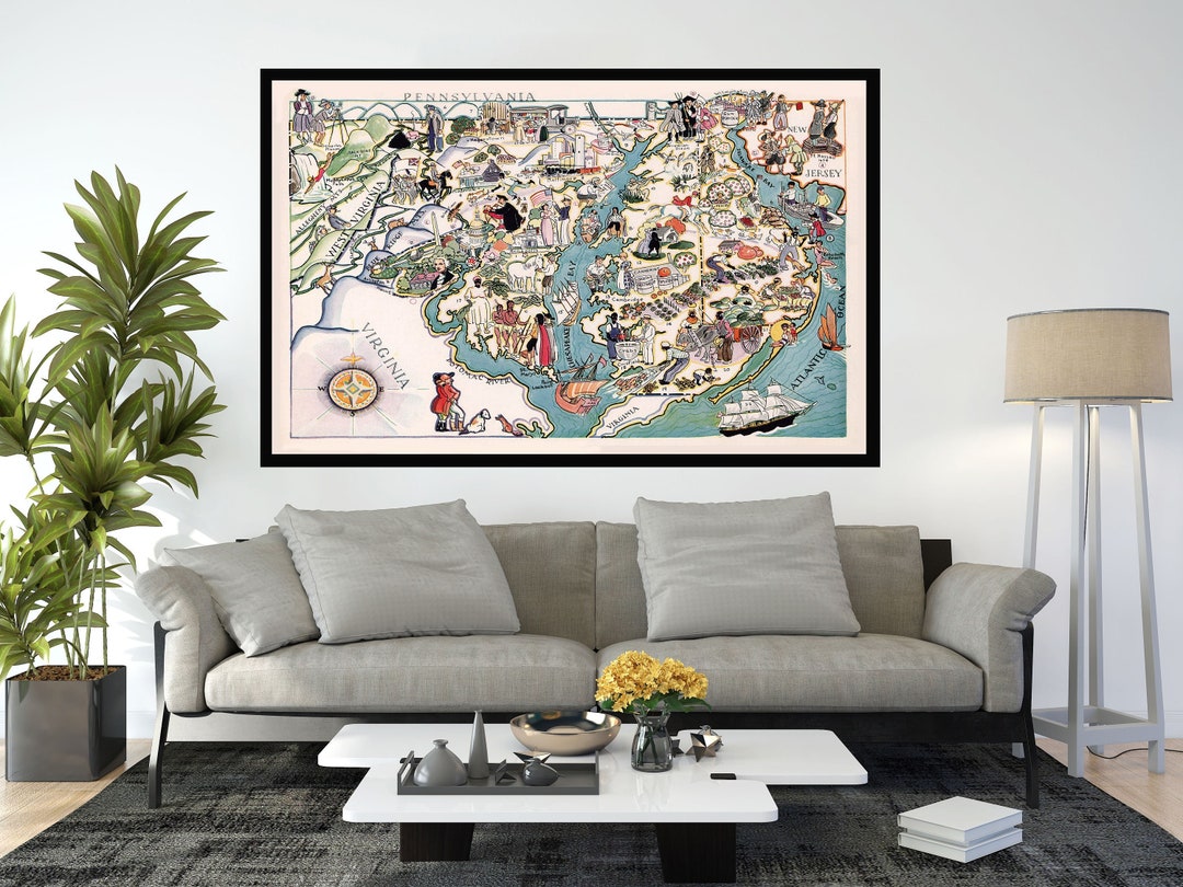 Old Map of Pennsylvania,map of America, Pictorial Map Poster, Vintage ...