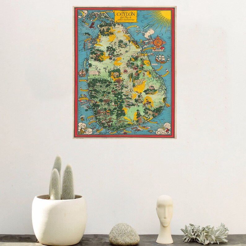 Old Map of Ceylon Vintage Pictorial Map Posters Vintage Map - Etsy