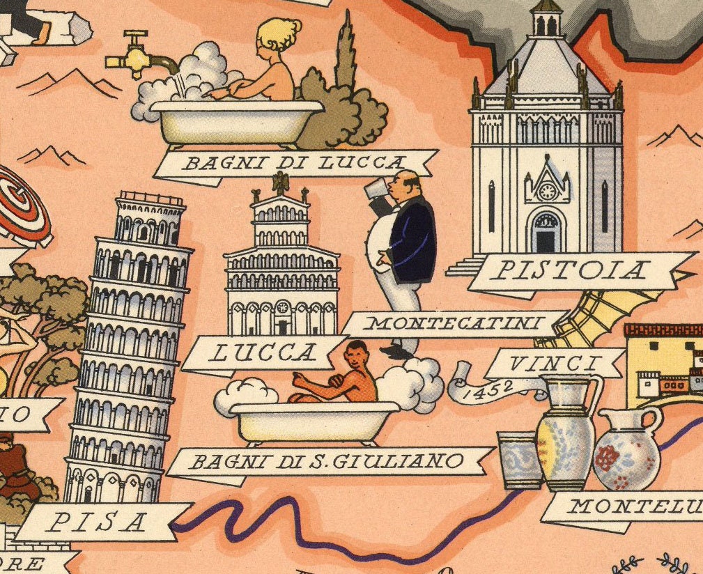 Old Map of Tuscany,italy, Vintage Map Poster,vintage Pictorial Map ...