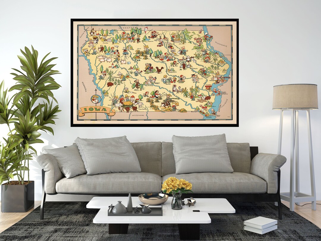 Vintage Pictorial Map of Iowa, Museum Quality Print - Etsy