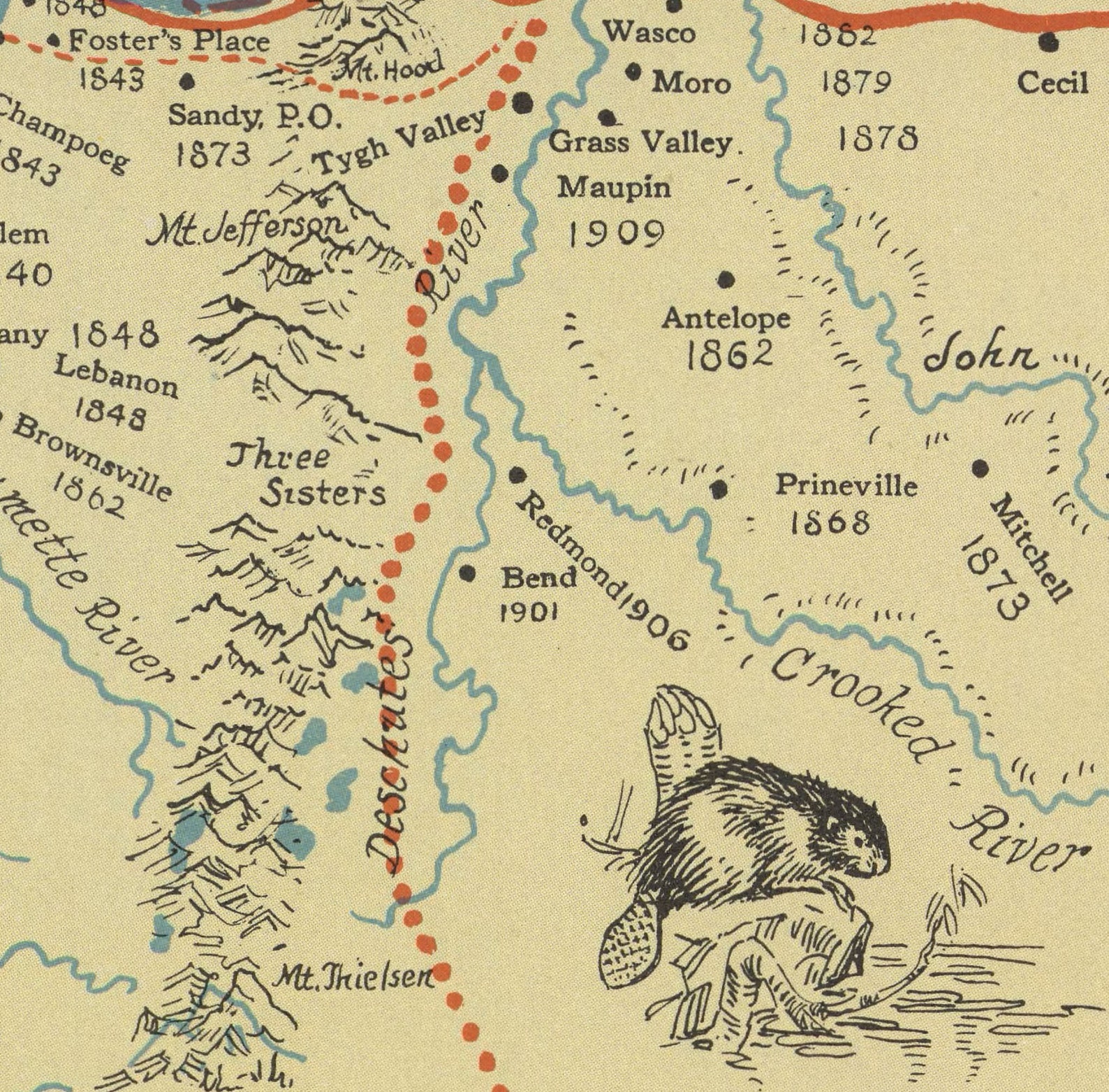 Old Map of Old Oregon Territory Map Poster Vintage Pictorial - Etsy