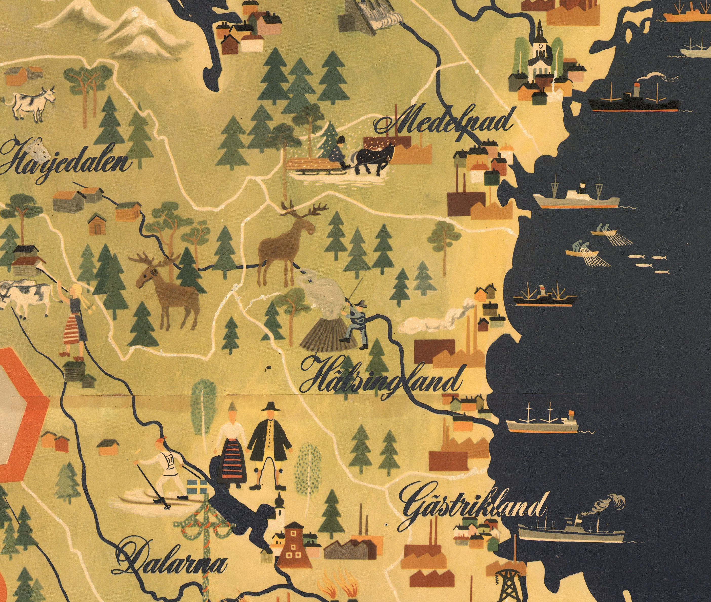 Old Map of Sweden Vintage Pictorial Map Vintage Map Poster - Etsy