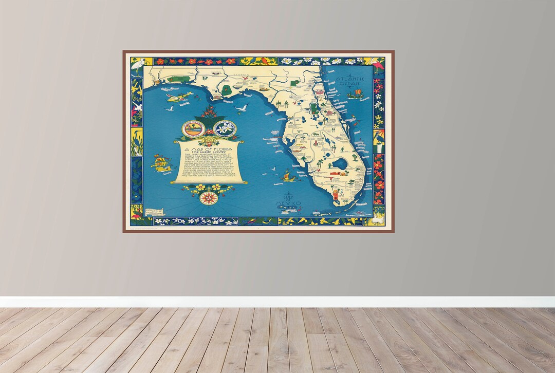 Old Map of Florida, Map of United States, Vintage Pictorial Map,vintage ...
