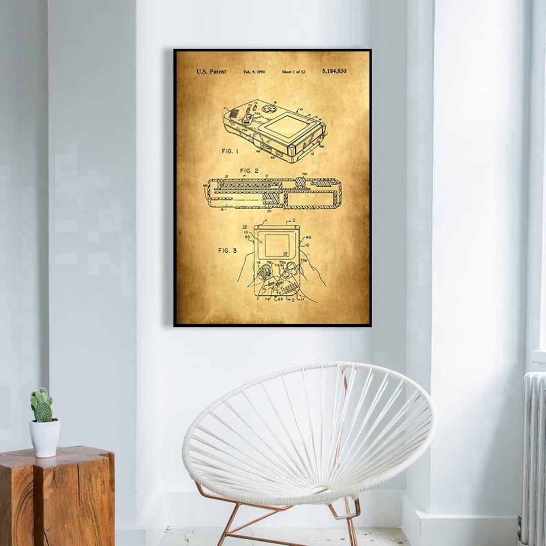 Nintendo Gameboy Patent Print, Vintage Patent Poster, Framed Art Print ...