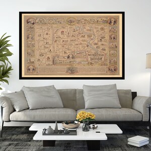 Old Map of Wethersfield, Pictorial Map Poster, Vintage Map Poster ...