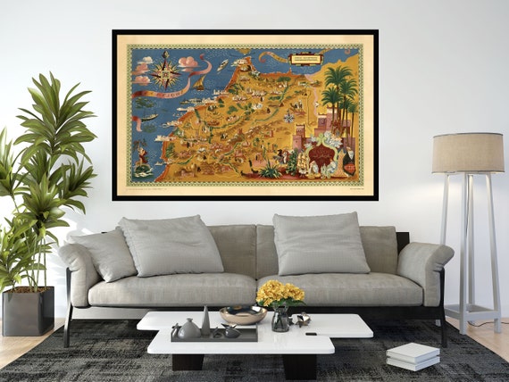 Old Map of Morocco Vintage Pictorial Map Postervintage Map | Etsy