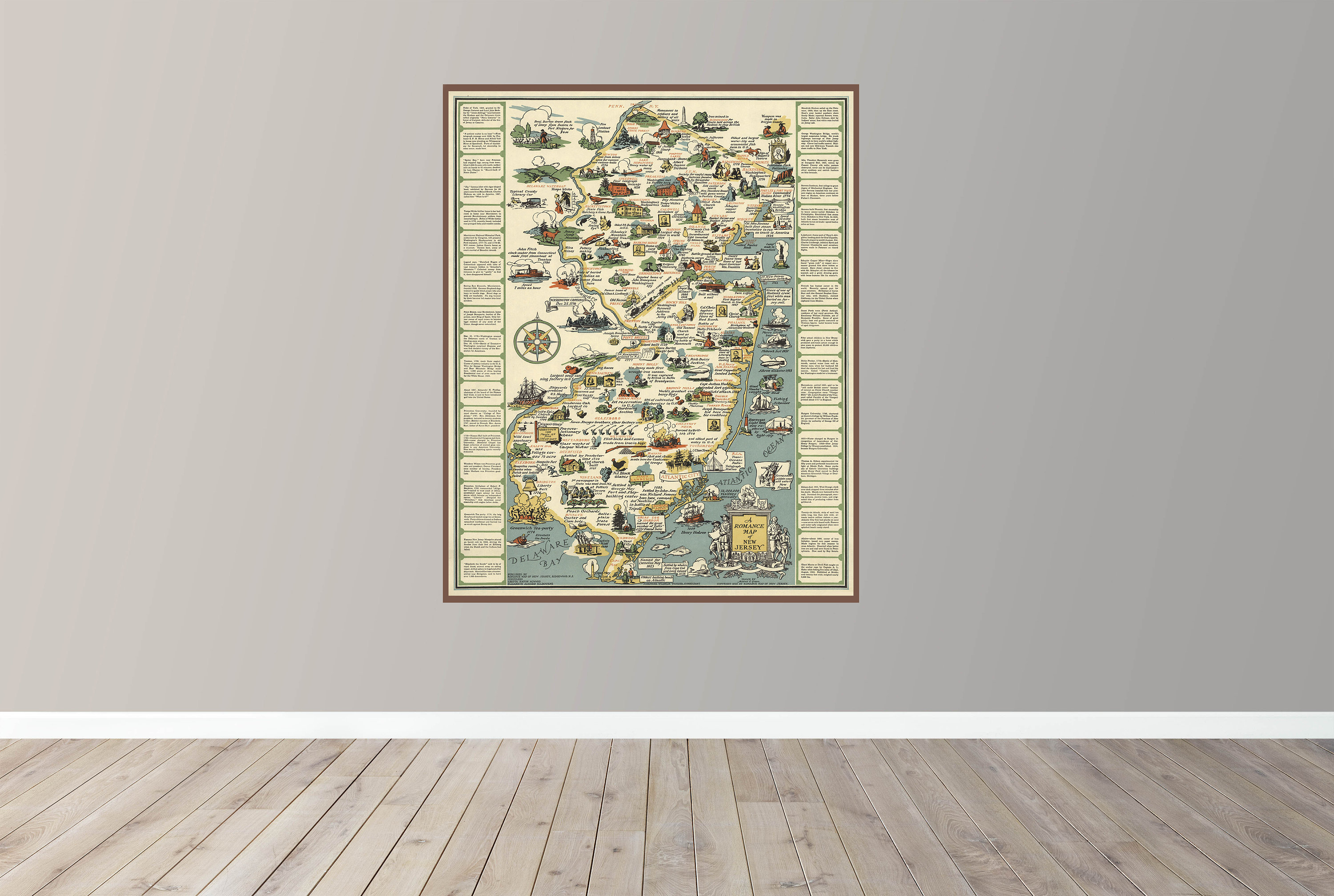 Old Map of New Jersey Vintage Map Poster Vintage Pictorial - Etsy