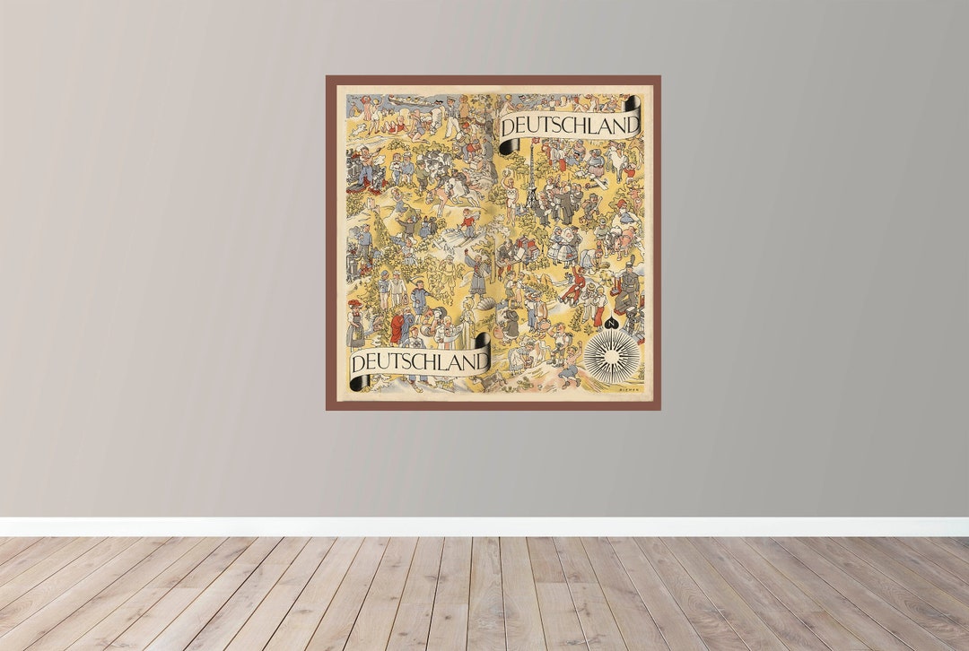 Old Map of Germany, Vintage Pictorial Poster, Vintage Map Poster ...