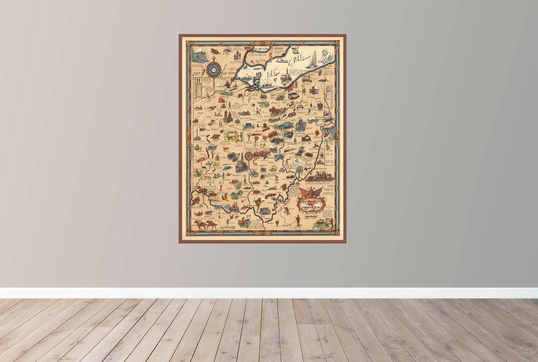 Vintage Pictorial Map of Ohio, Museum Quality Print - Etsy