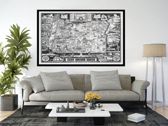 Old Map of Oregon Vintage Map Poster Pictorial Map | Etsy