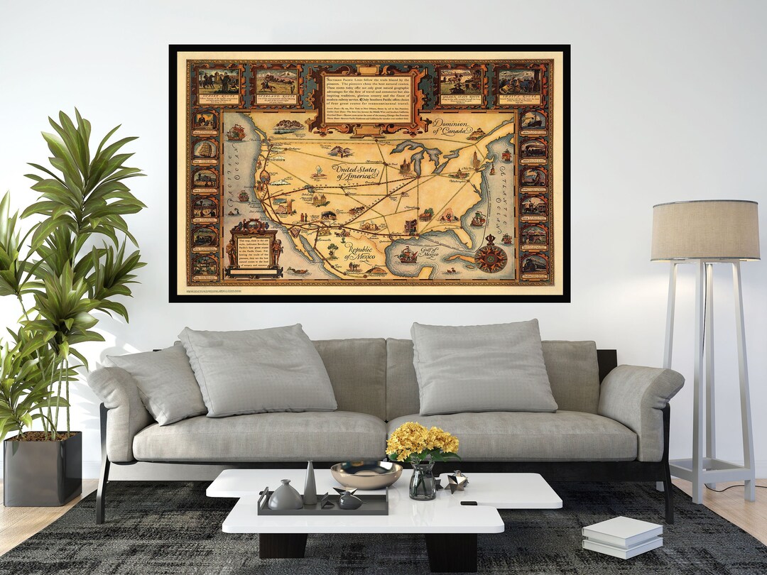 Old Map of United States of America, Vintage Pictorial Map,vintage Map ...