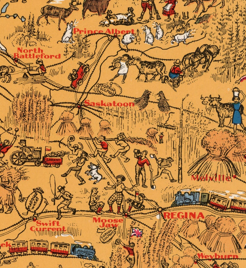 Old Map of Saskatchewan Vintage Pictorial Mapvintage Map - Etsy