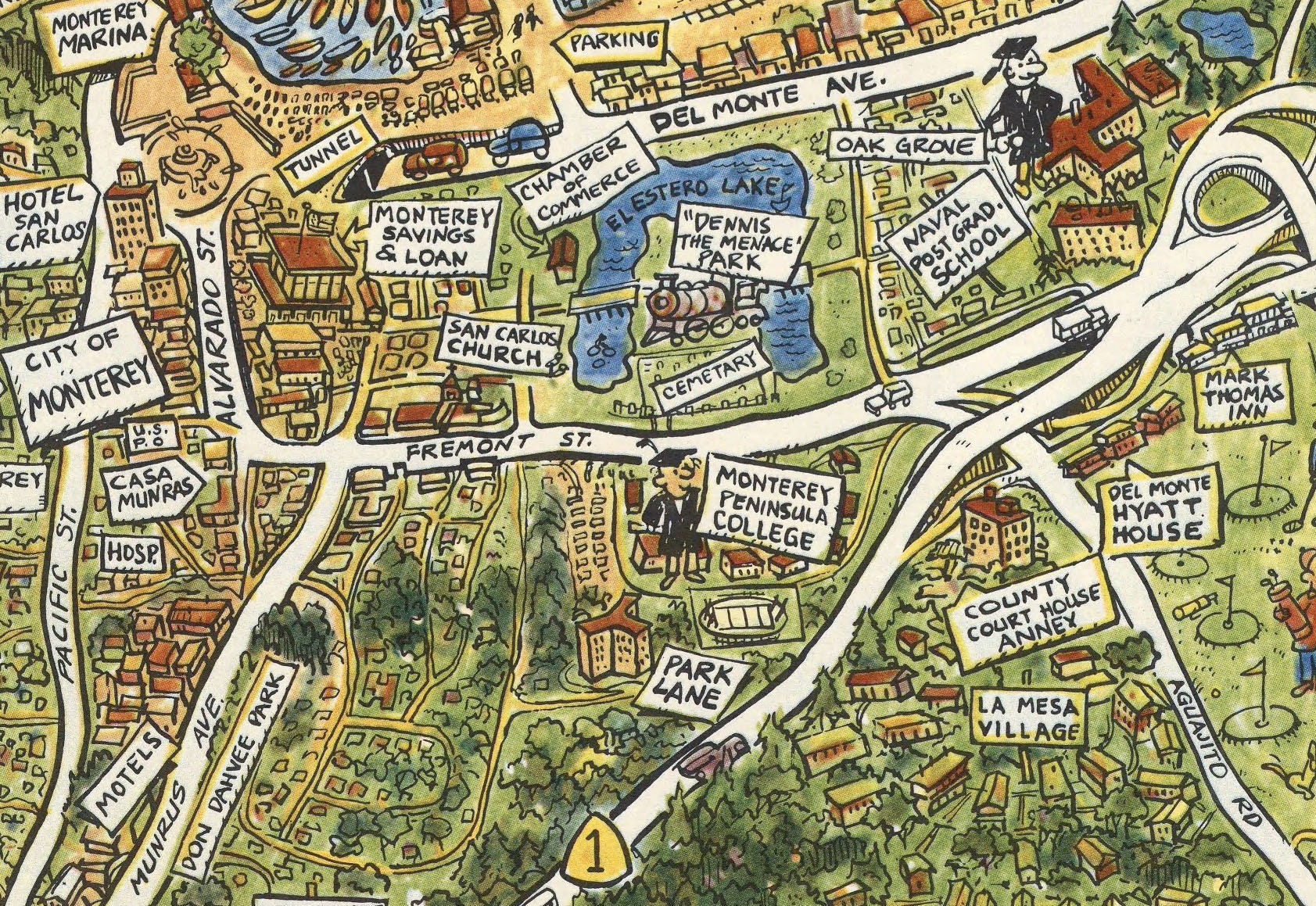 Old Map of Monterey Peninsula Vintage Pictorial Map Map - Etsy