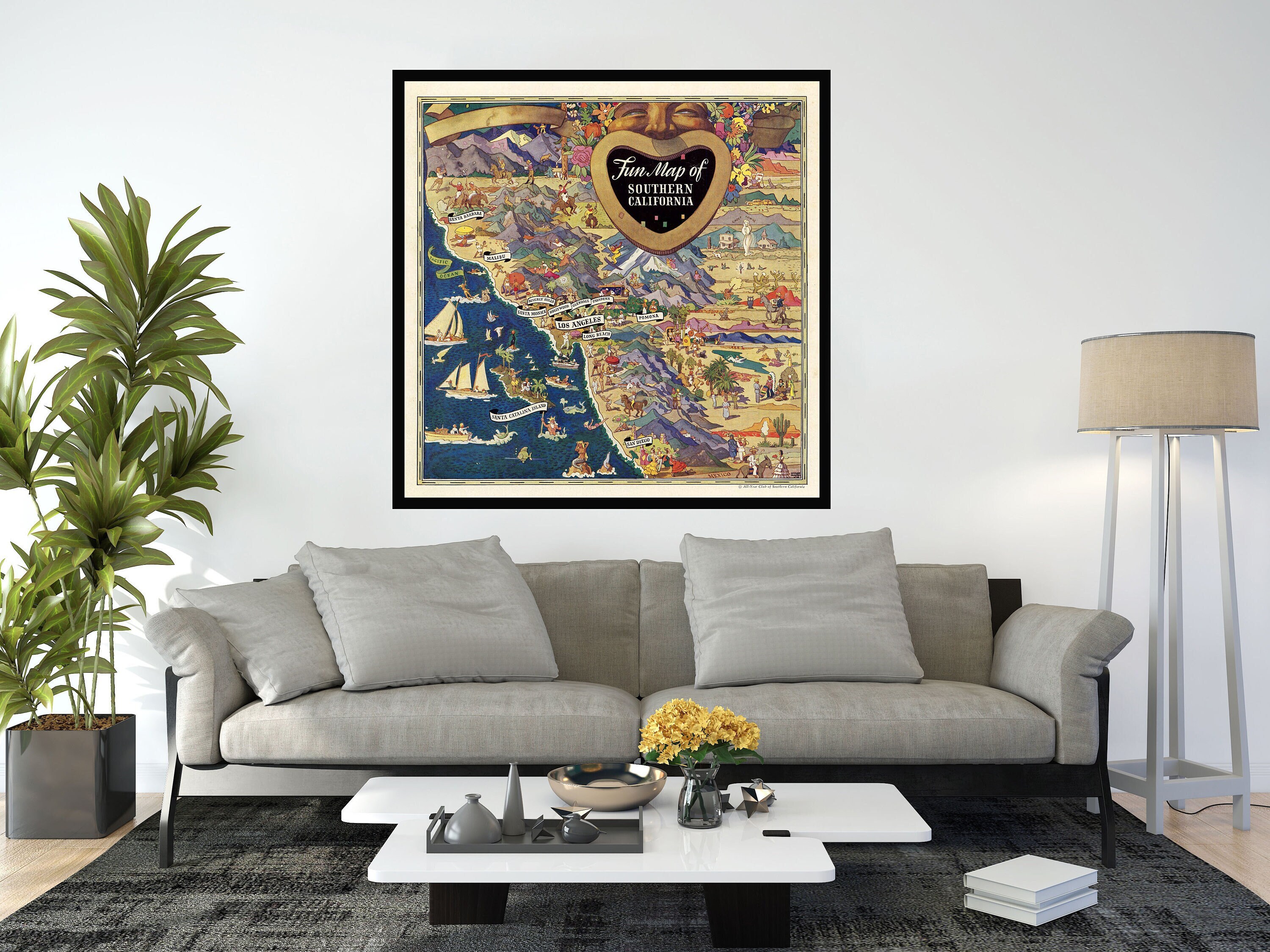 Southern California Map Wall