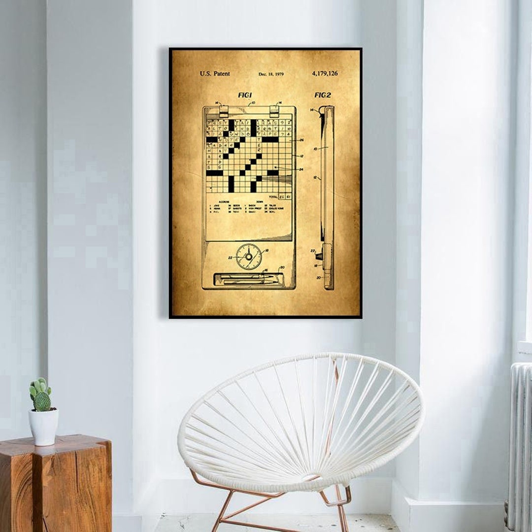 Crossword Puzzle Game Patent Print, Vintage Patent Poster, Framed Art ...