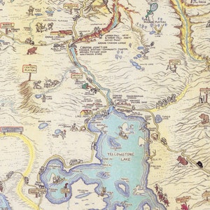 Vintage Yellowstone National Park Map, Pictorial Art Print - Etsy