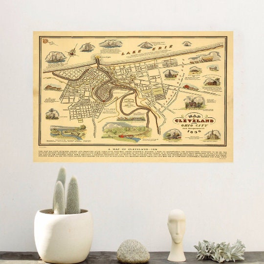Old Map of Cleveland and Ohio City Vintage Pictorial Map - Etsy