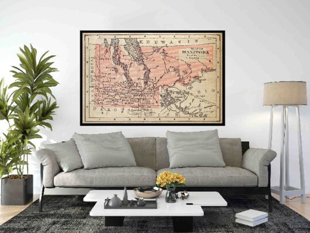 Old Map of Manitoba, Vintage Pictorial Map, Vintage Map Poster,vintage ...