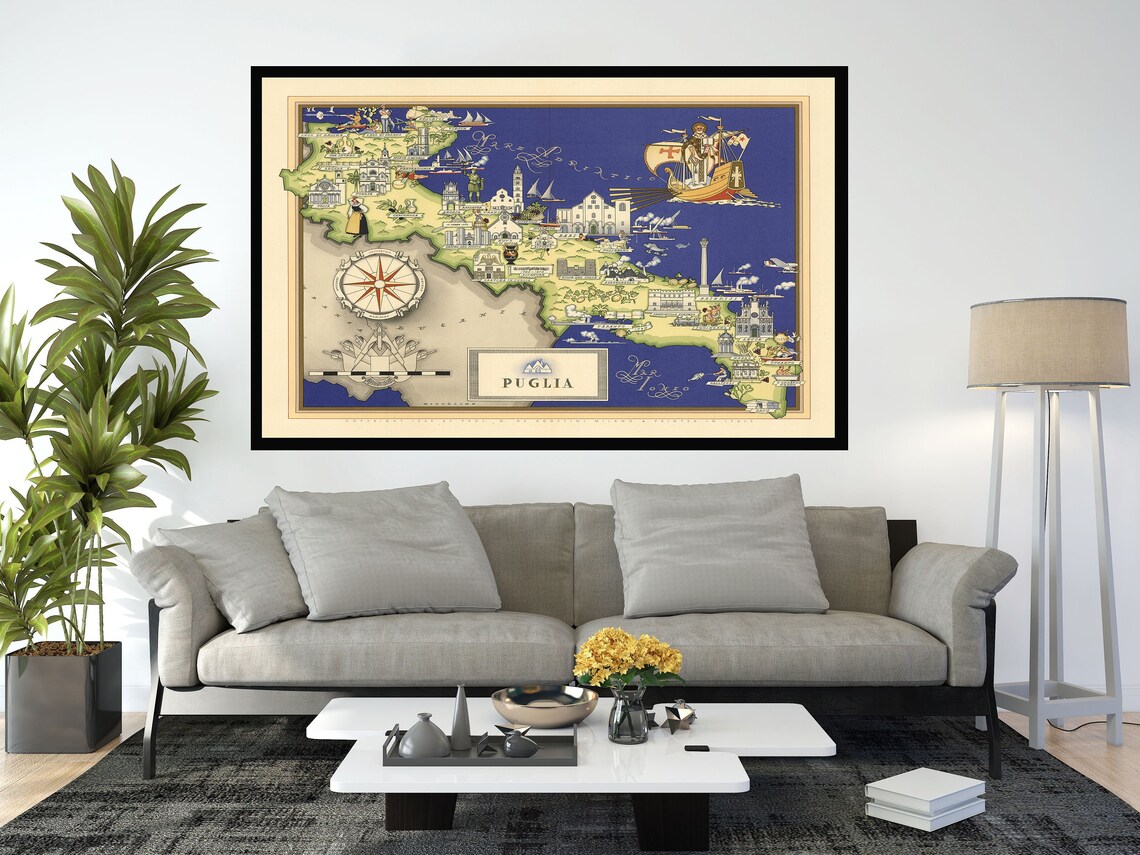 Old Map of Puglia Old Map of Italy Vintage Map Poster - Etsy