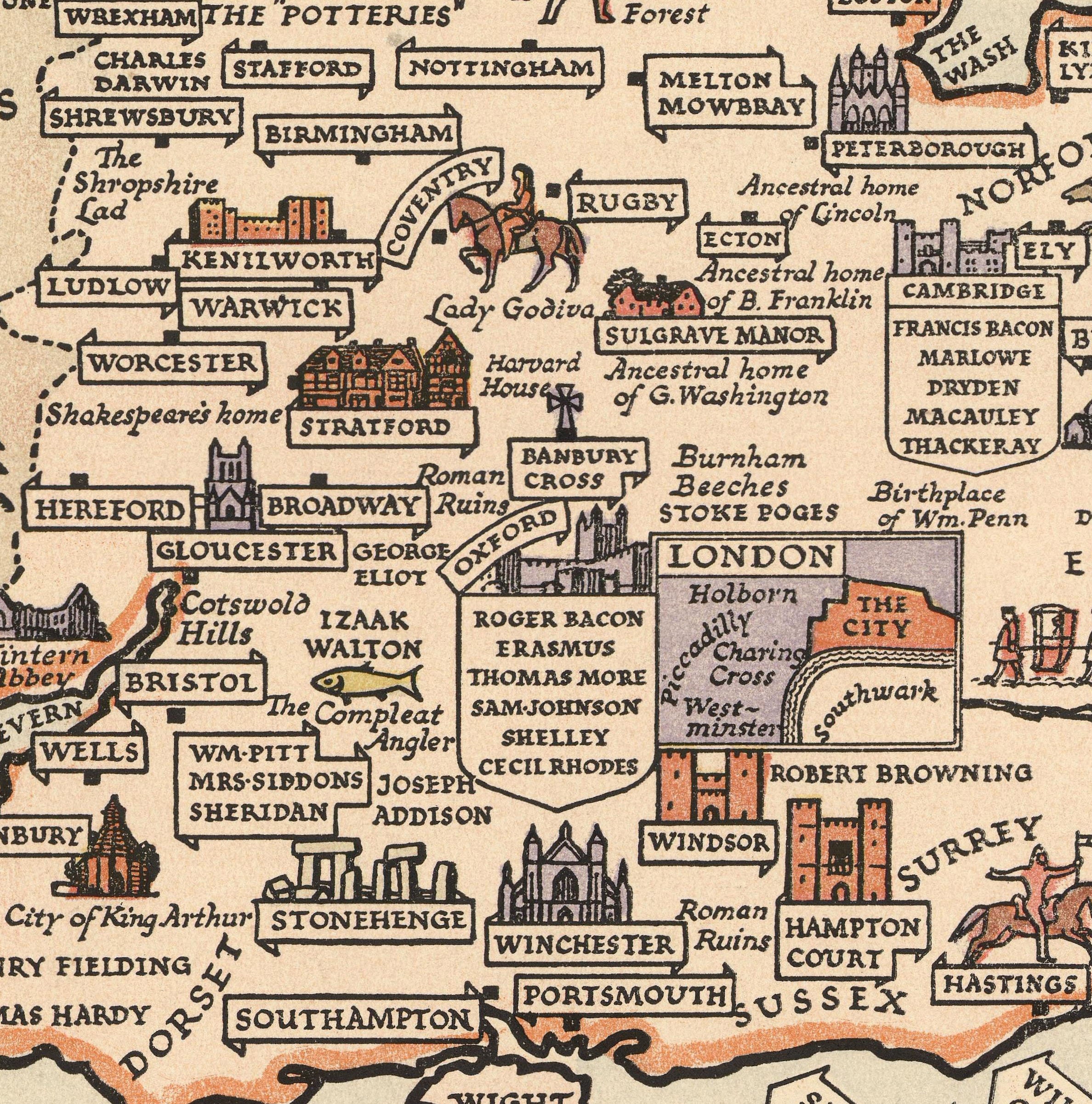 Old Map of England Vintage Pictorial Mapvintage Map - Etsy