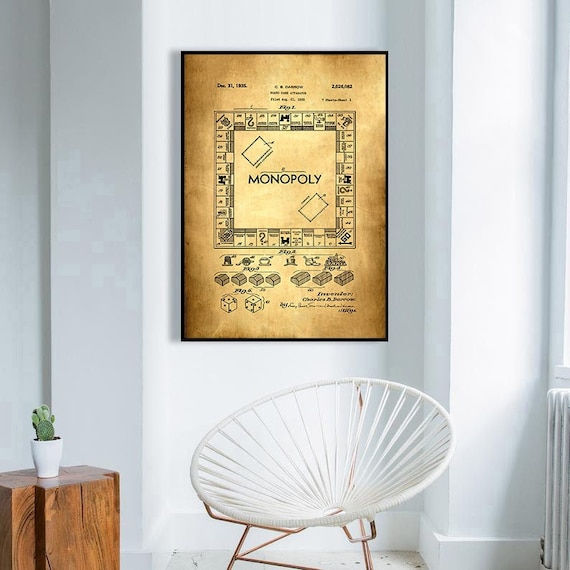 Monopoly Patent Print Board Game Poster Framed Art Print | Etsy