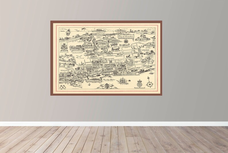 Old Map City of HamiltonVintage Map PosterVintage Pictorial | Etsy