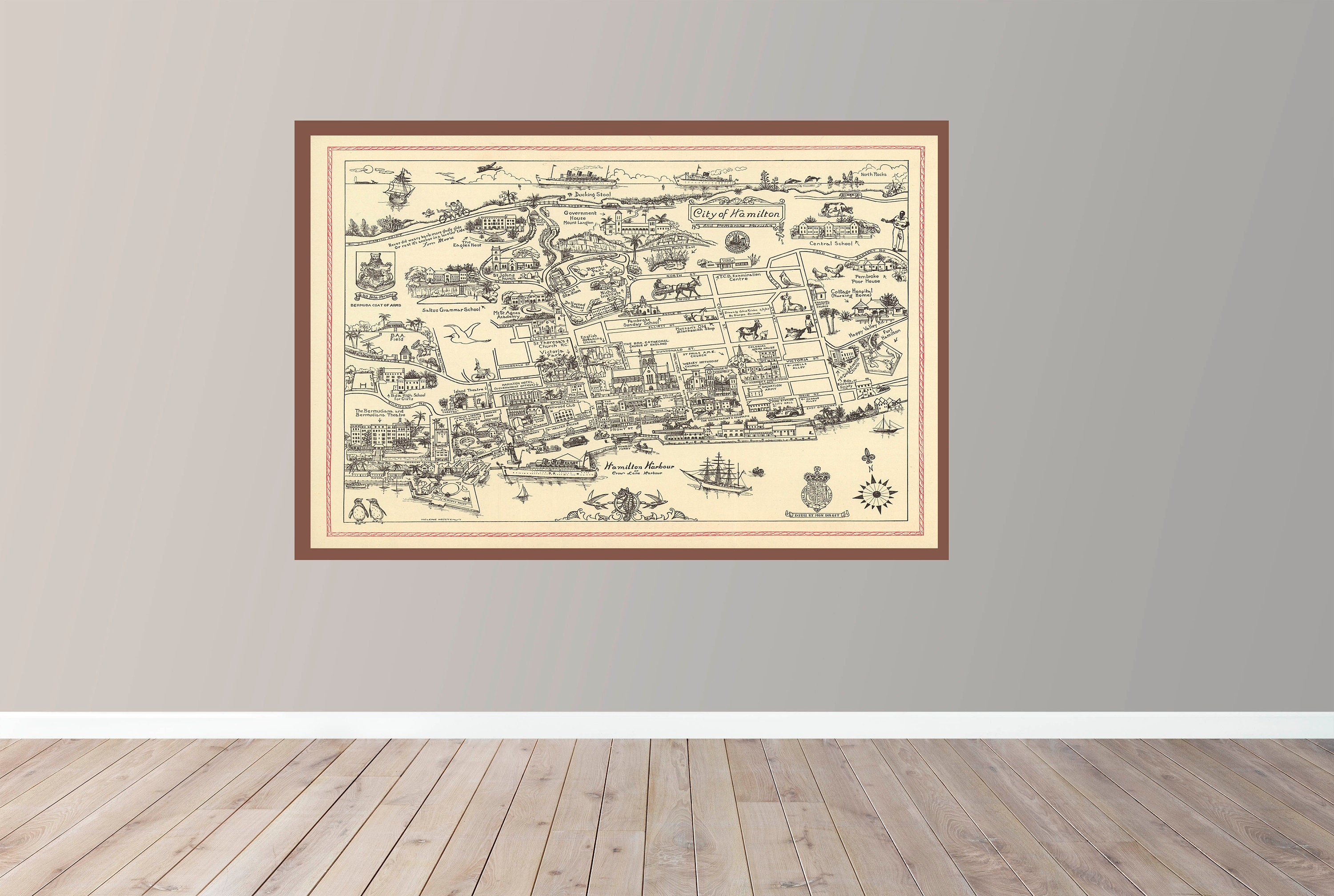 Old Map City of HamiltonVintage Map PosterVintage Pictorial | Etsy