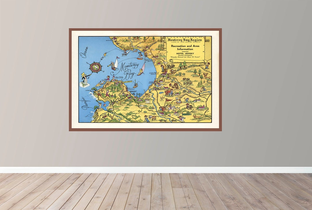 Old Map of Monterey Bay,vintage Map Poster,vintage Pictorial Map ...