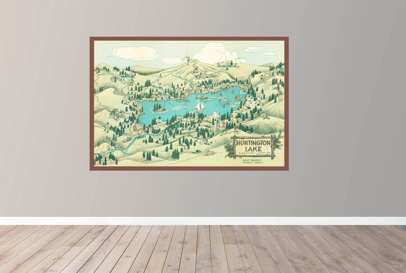 Old Map of Huntington Lake Vintage California Poster Vintage | Etsy