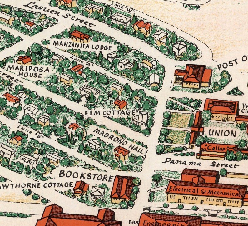 Old Map of Stanford University Map Poster Vintage Pictorial - Etsy ...