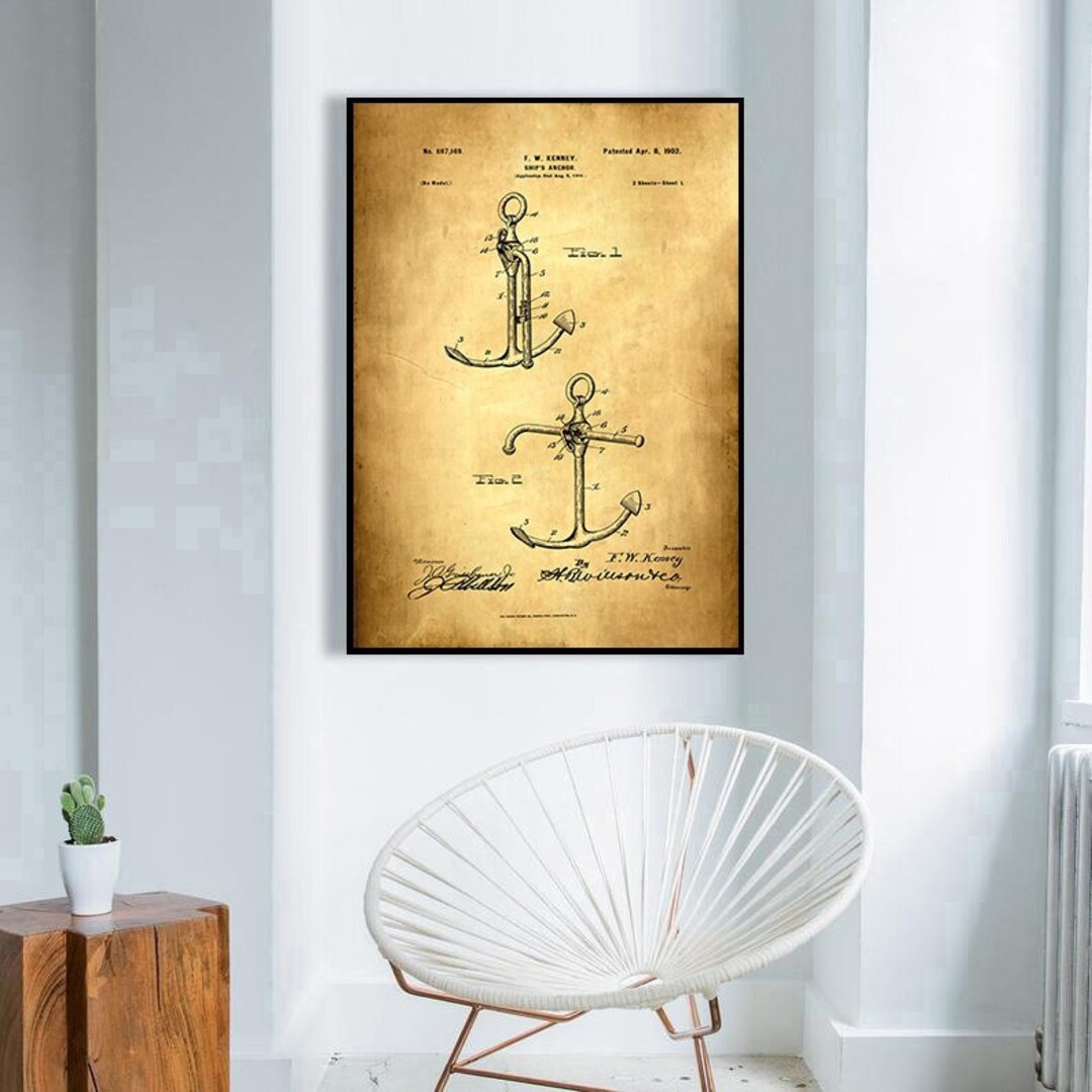 Anchor Patent Print, Anchor Patent Poster, Framed Art Print, Vintage ...