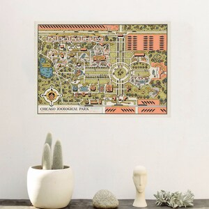 Old Map of Chicago Zoological Park, Vintage Pictorial Map, Vintage Map ...