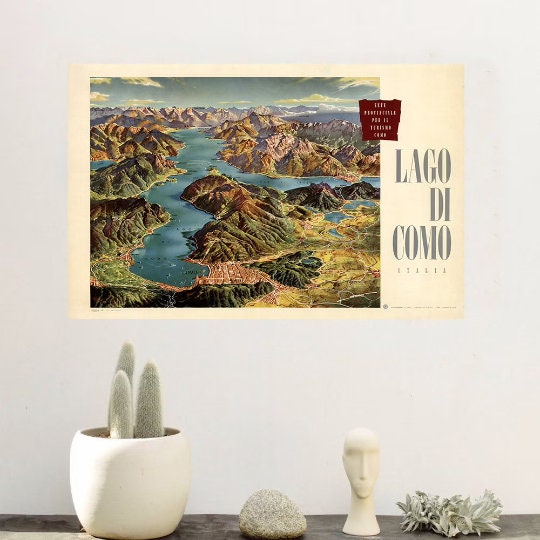 Vintage Pictorial Map Poster, Lago Di Como Italy, Home Decor - Etsy