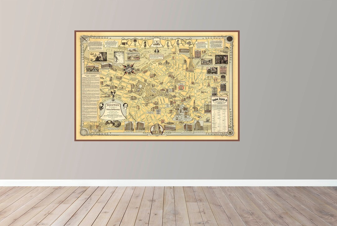 Old Map of Boston, Vintage Map Poster,vintage Pictorial Map,vintage Map ...