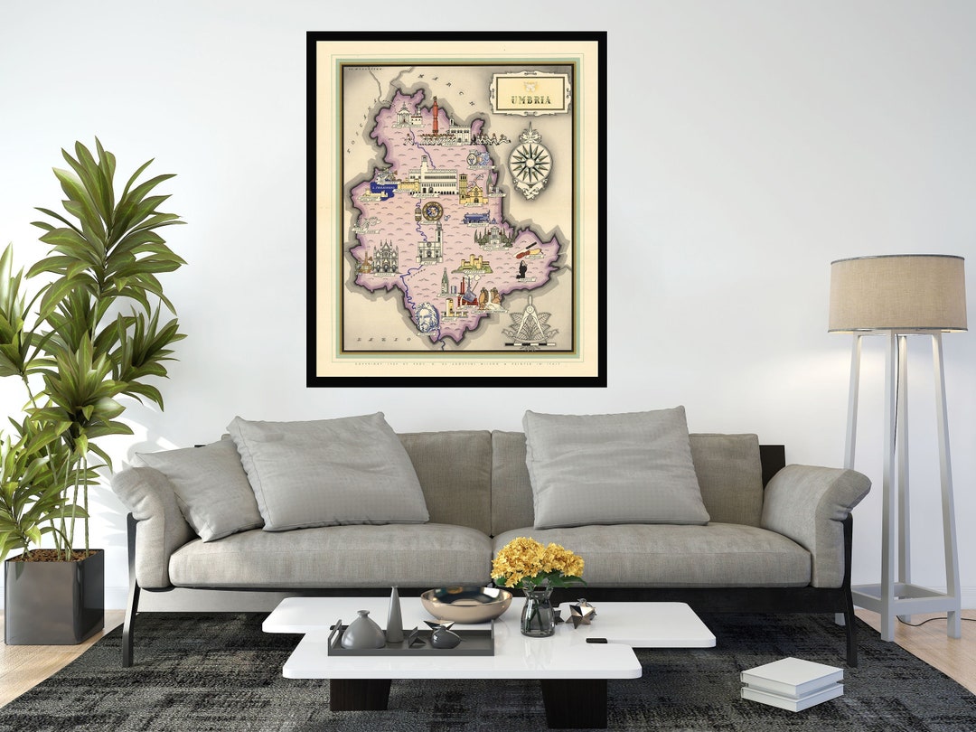 Old Map of Umbria,italy, Vintage Map Poster,vintage Pictorial Map ...