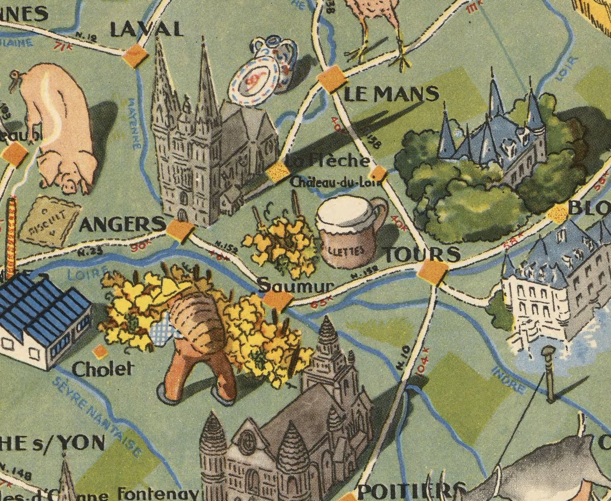 Old Map of France Vintage Map Postervintage Pictorial Map - Etsy