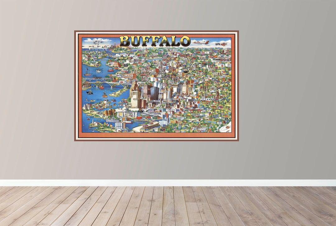 Vintage Buffalo Pictorial Map Poster, Collectible Wall Art - Etsy