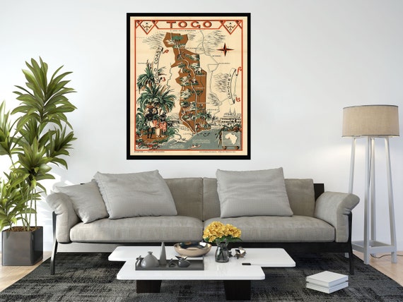 Old Map of Togo Vintage Pictorial Map Poster Vintage Map - Etsy