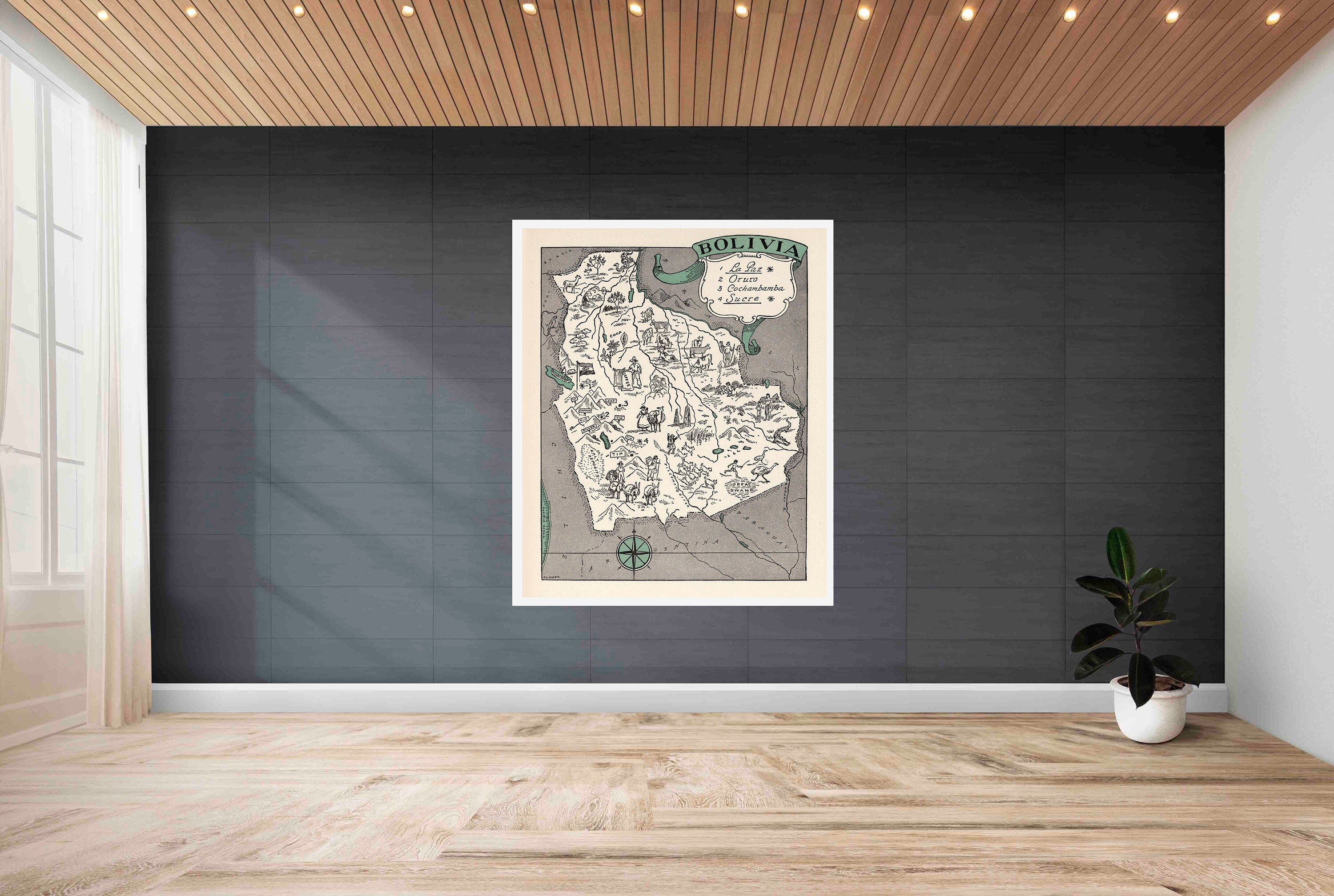 Old Map of Bolivia Vintage Map Poster Vintage Pictorial - Etsy