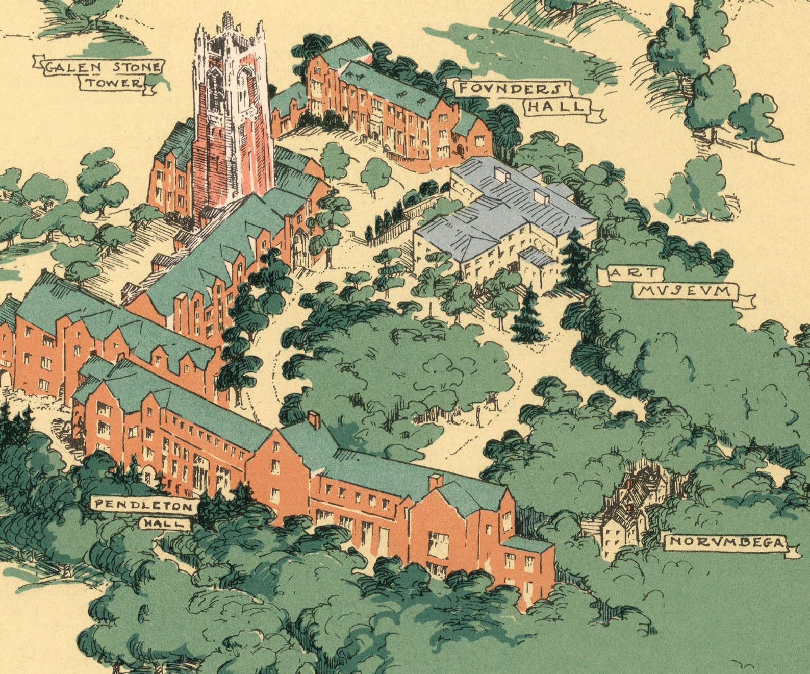 Old Map of Wellesley College Pictorial Map Vintage Map - Etsy Finland