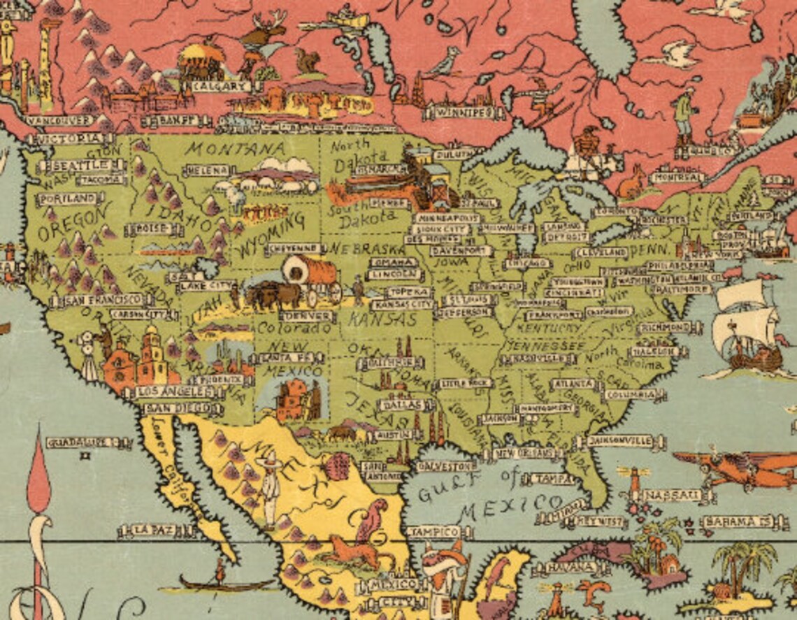 Old Map of World Vintage Pictorial Map Vintage Map Poster - Etsy