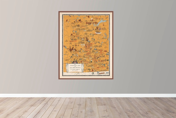 Old Map of Alberta Animated Map of Alberta Map of Canada | Etsy Canada