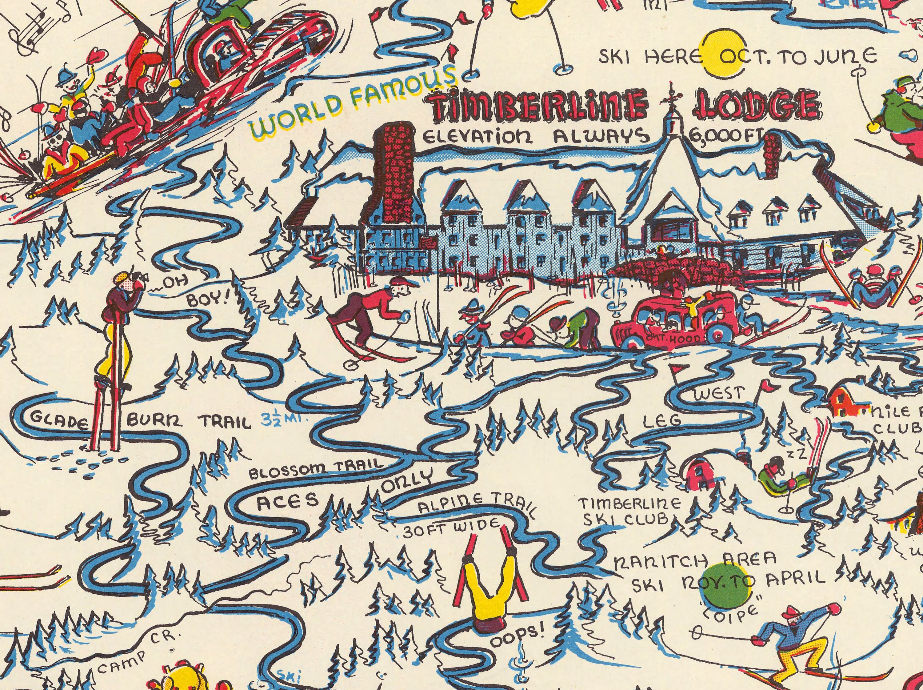 Old Map of Timberline Lodge Vintage Pictorial Mapvintage Map - Etsy