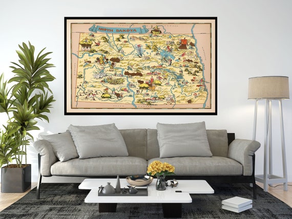Old Map of North Dakota Vintage Pictorial Mapvintage Map - Etsy