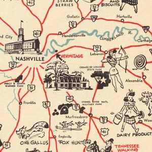 Old Map of Tennessee, Vintage Pictorial Map, Vintage Map Poster, Poster ...