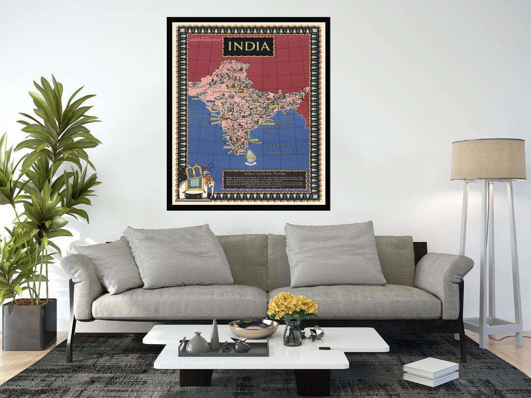 Old Map of India, Vintage Pictorial Map, Vintage Map Poster, Poster ...
