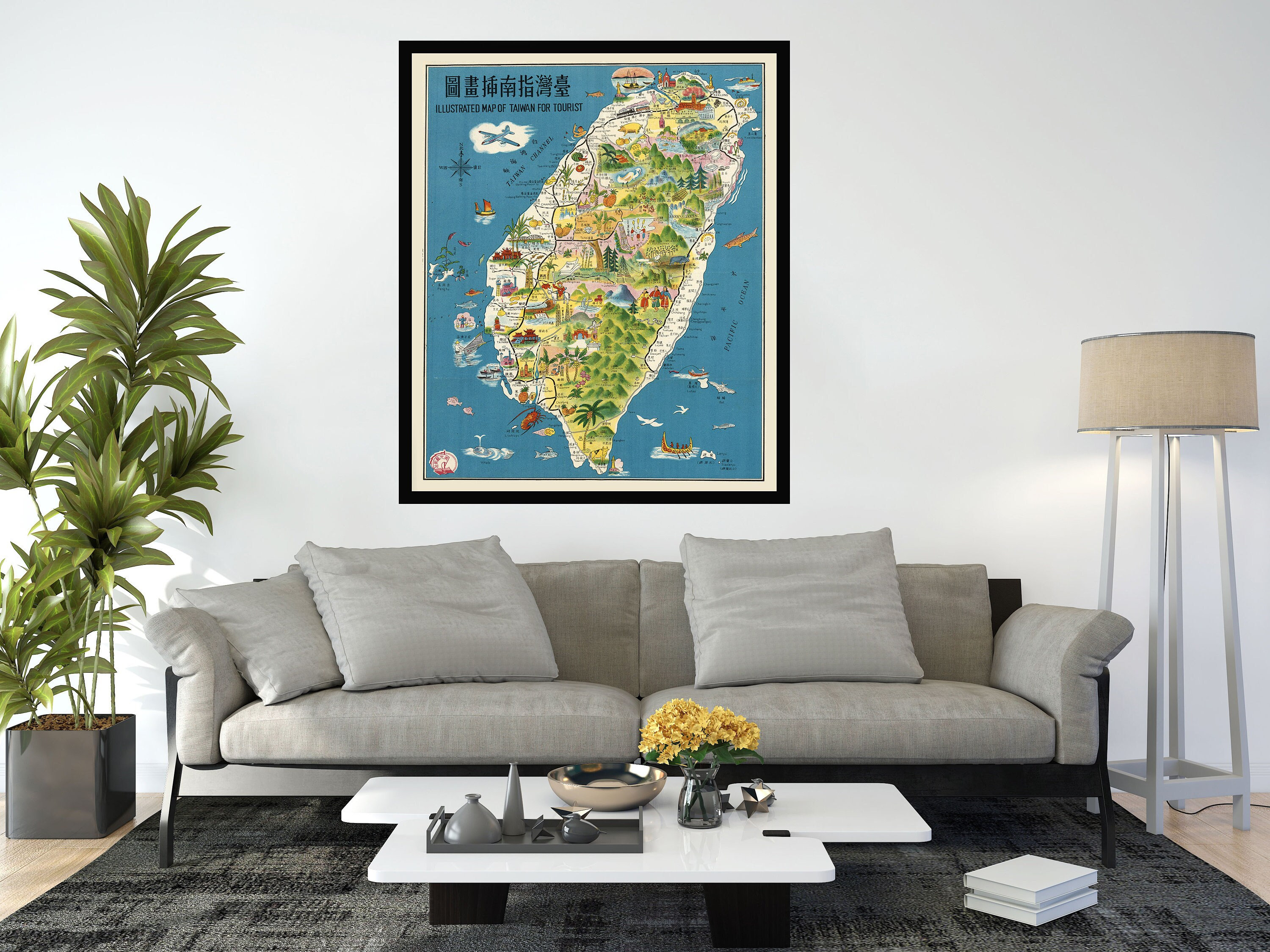 Old Map of Taiwan Vintage Pictorial Map Vintage Map | Etsy