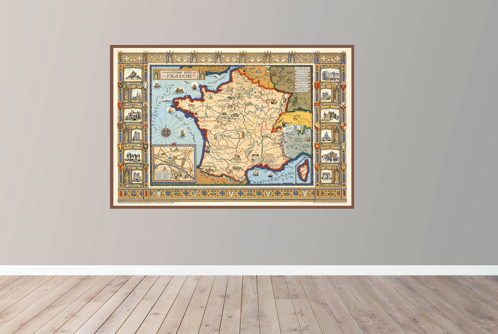 Old Map of France Vintage Map Poster Vintage Pictorial Map | Etsy